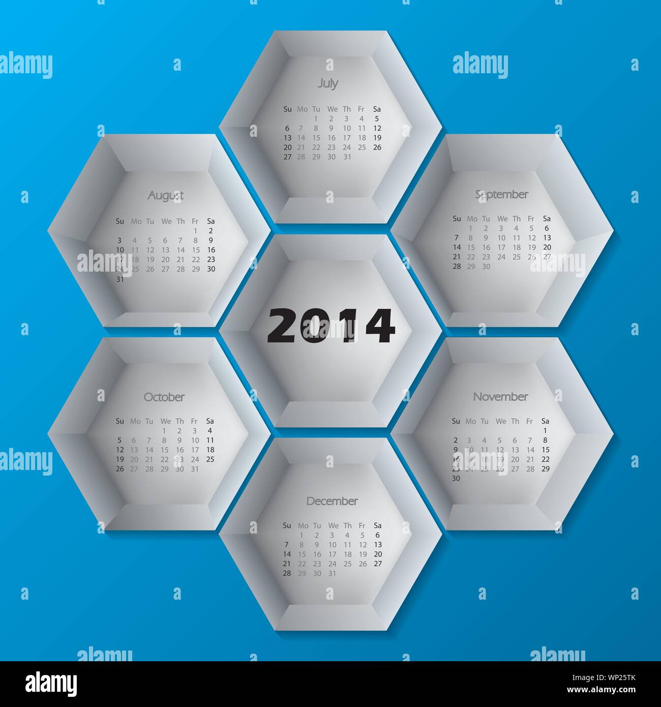 2014 blue hexagon calendar design Stock Vector Image & Art - Alamy