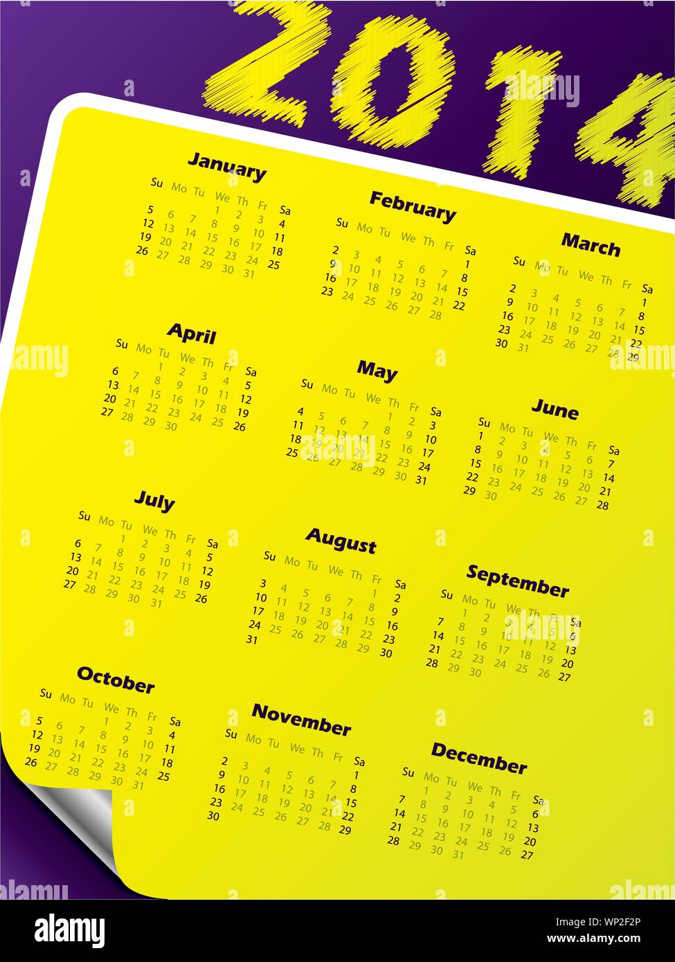 Simple 2014 calendar design with vivid colors Stock Vector Image & Art ...
