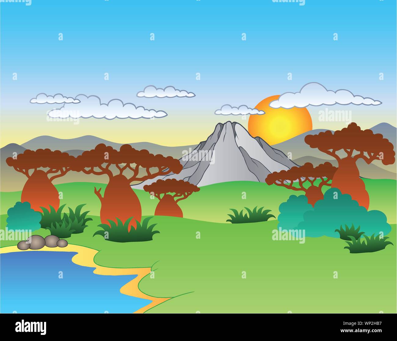 Cartoon African landscape Stock Vector Image & Art - Alamy