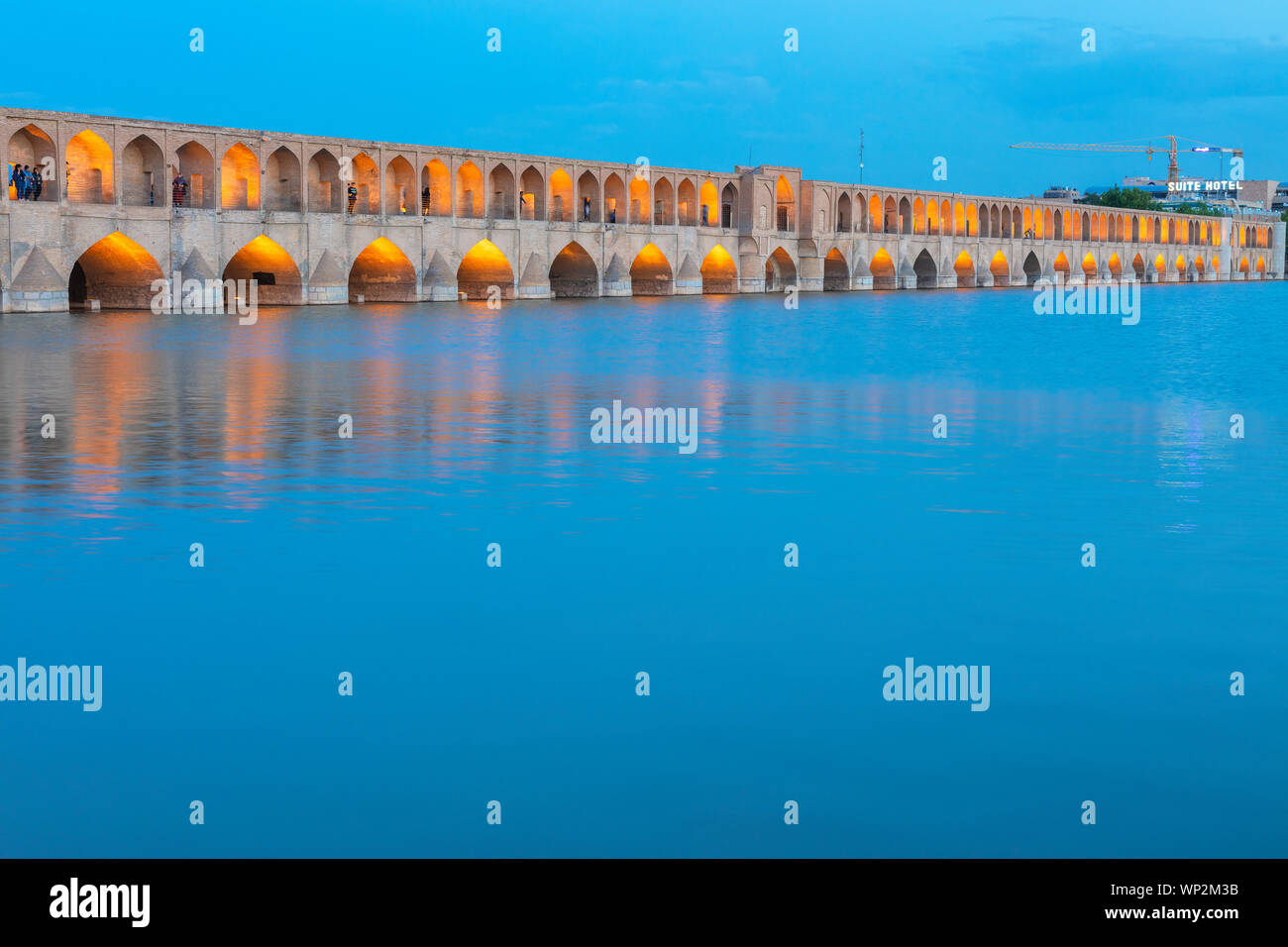 Si-o-se-pol, Allahverdi Khan Bridge at night, Zayanderud river, Isfahan ...