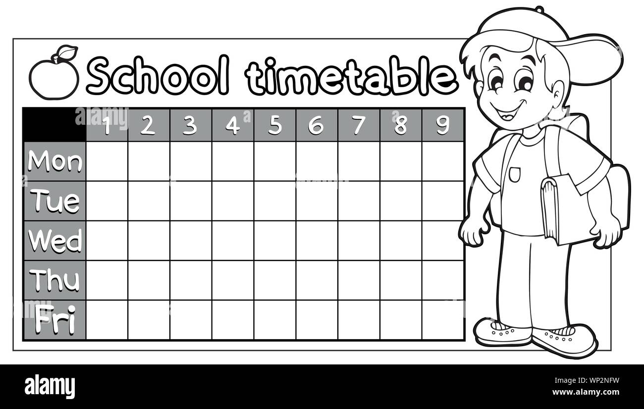 Coloring book school timetable 9 Stock Vector Image & Art - Alamy