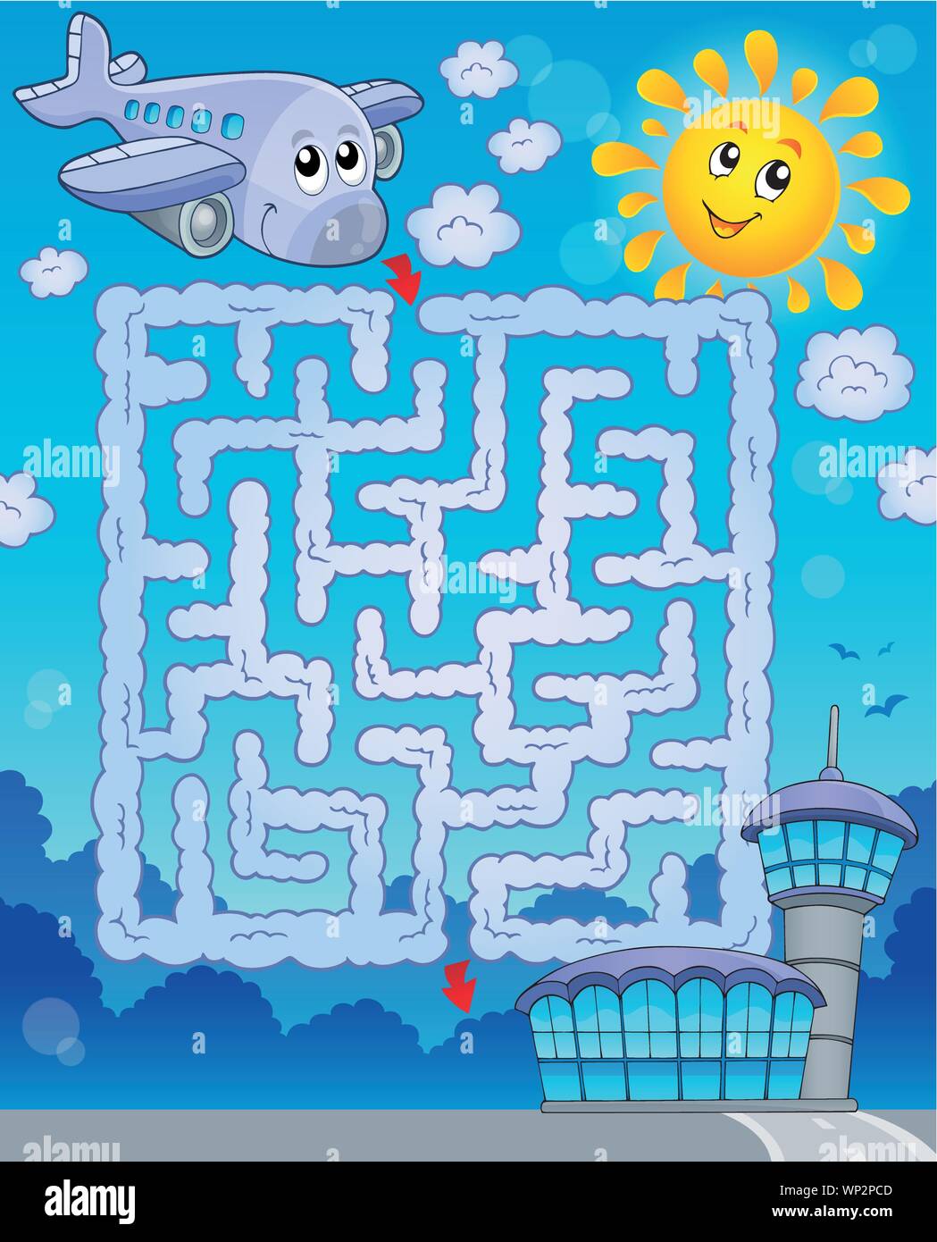 Maze 2 with airplane Stock Vector Image & Art - Alamy