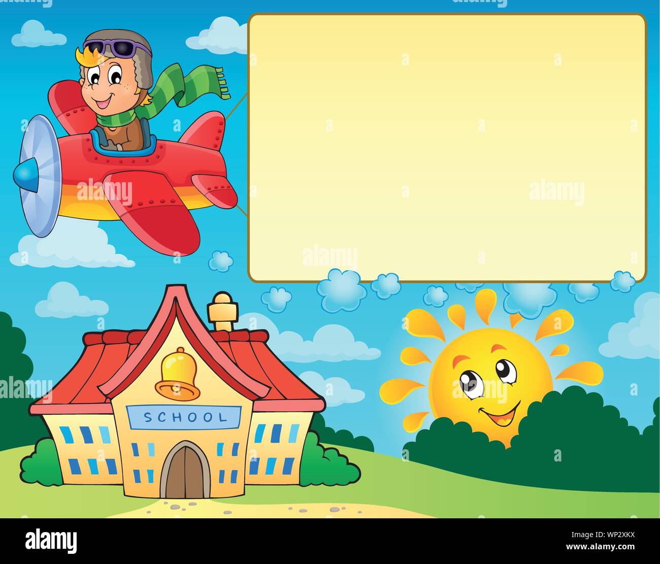 Frame with airplane and school Stock Vector Image & Art - Alamy