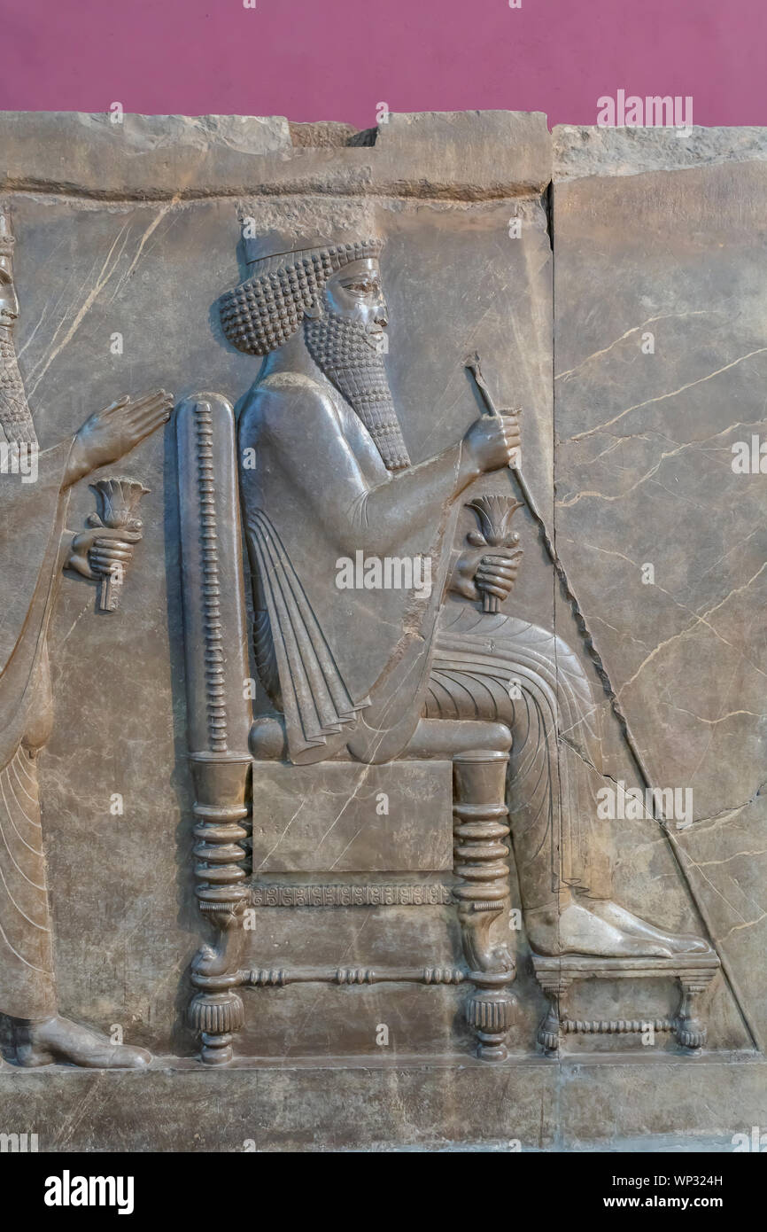 Darius the Great relief from Persepolis, Museum of Ancient Iran ...