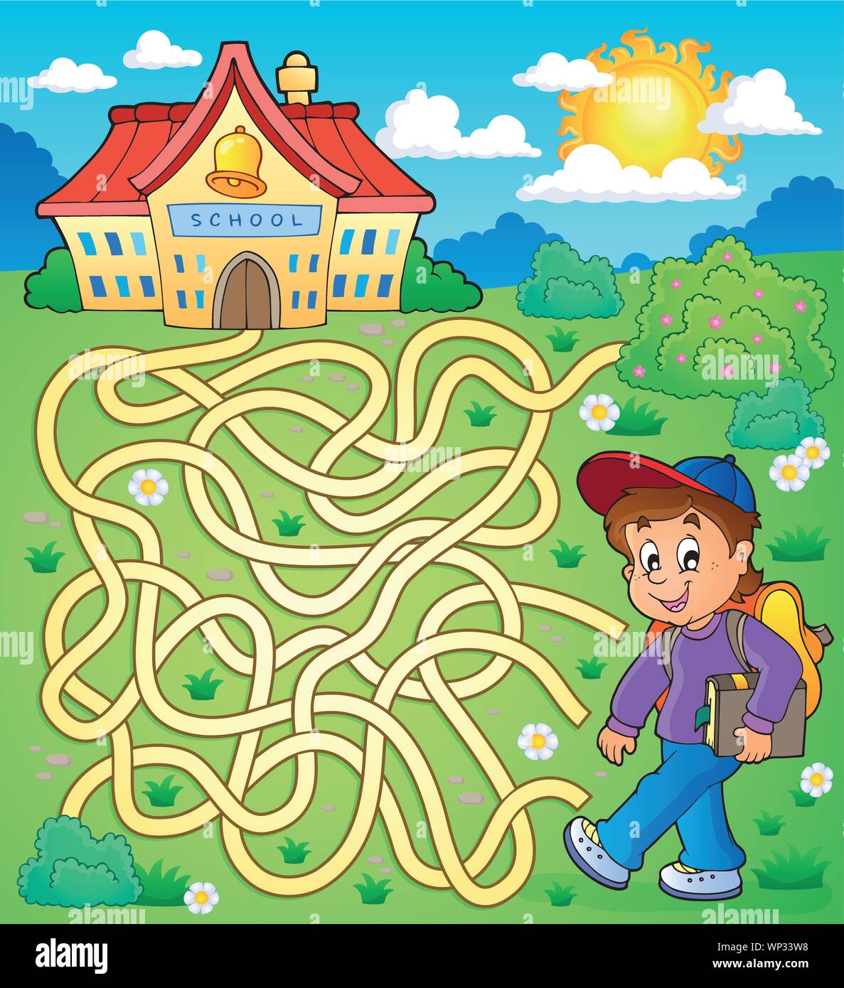 Maze 4 with schoolboy Stock Vector Image & Art - Alamy