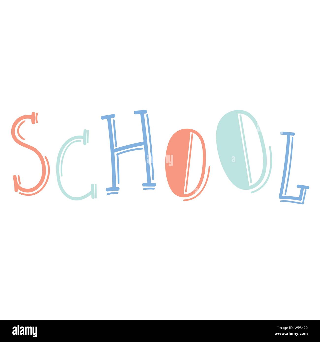 School lettering typography modern cool design style Stock Vector Image ...