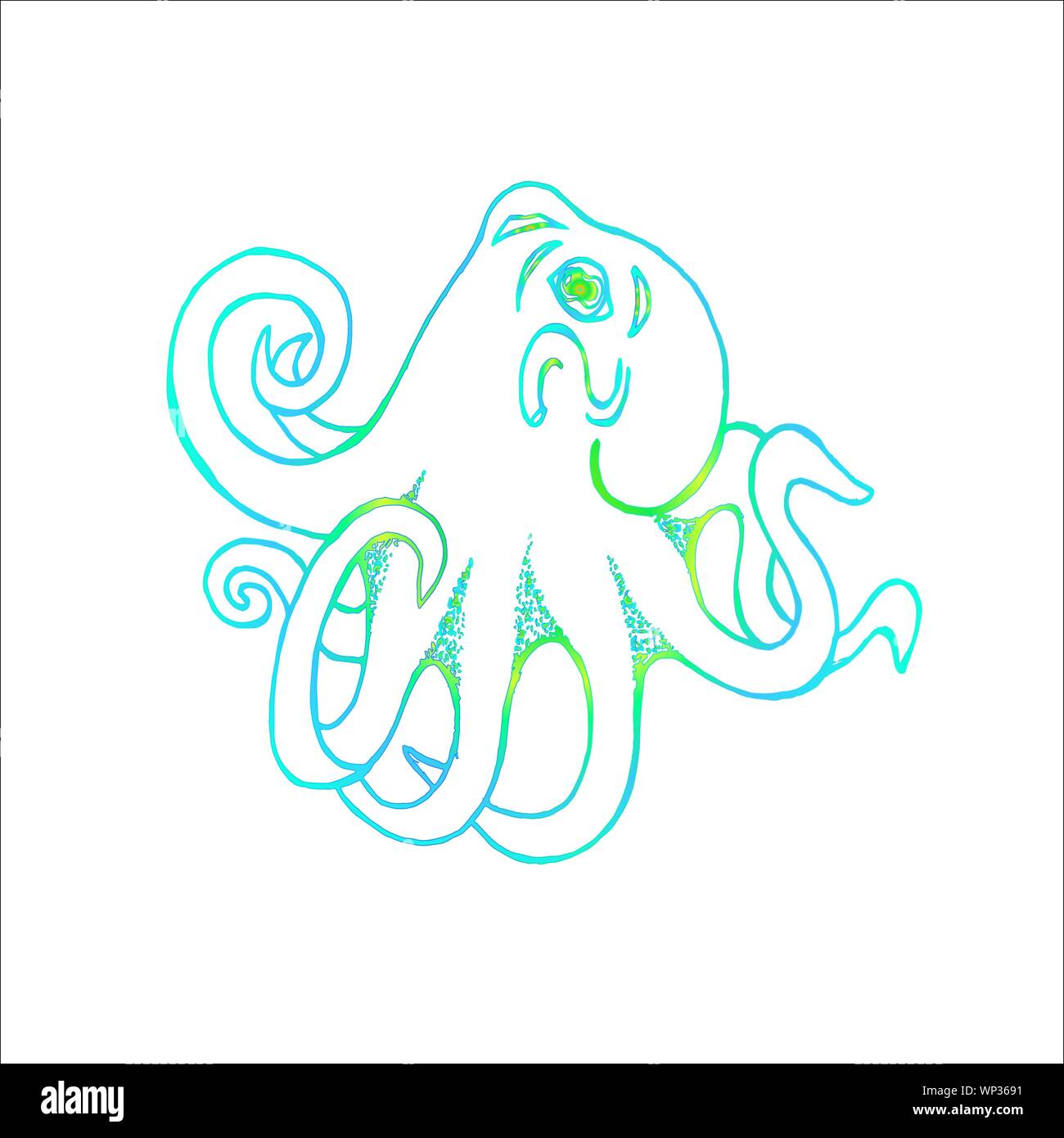 Gradient illustration of an octopus. Tattoo idea Stock Vector Image ...