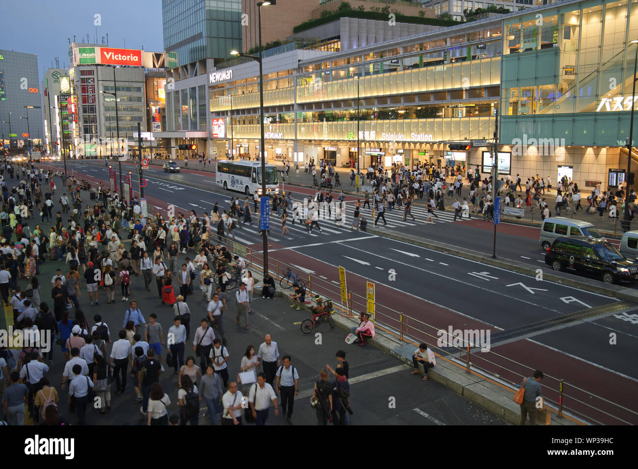 Street scenes with traffic and pedestrian intersection in Shinjuku City ...