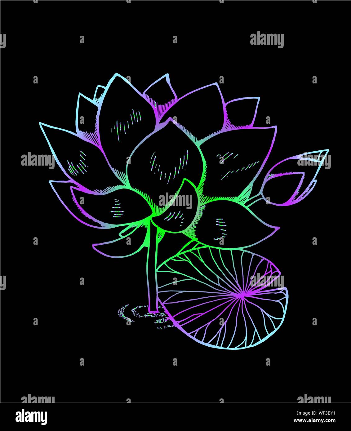 Gradient iIllustration of lotus flower in style. Color lotus pattern ...