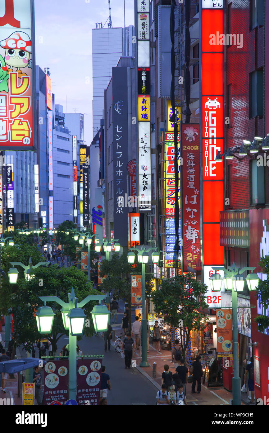 Street scenes with traffic and pedestrian intersection in Shinjuku City ...