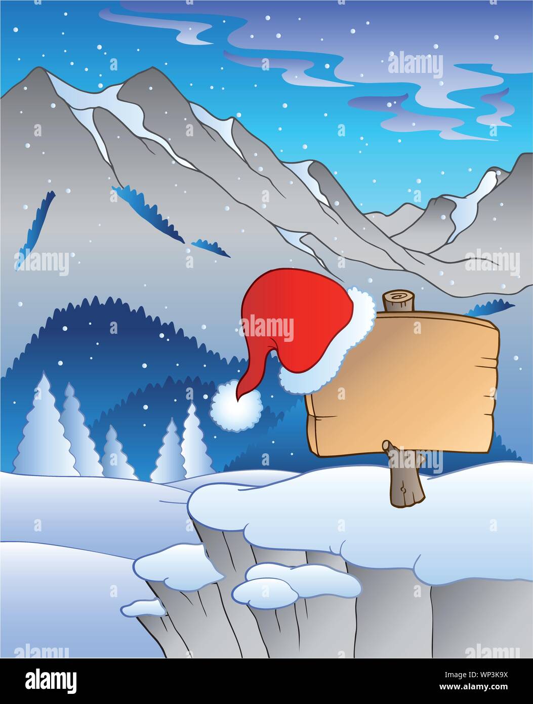 Christmas board in winter landscape Stock Vector Image & Art - Alamy