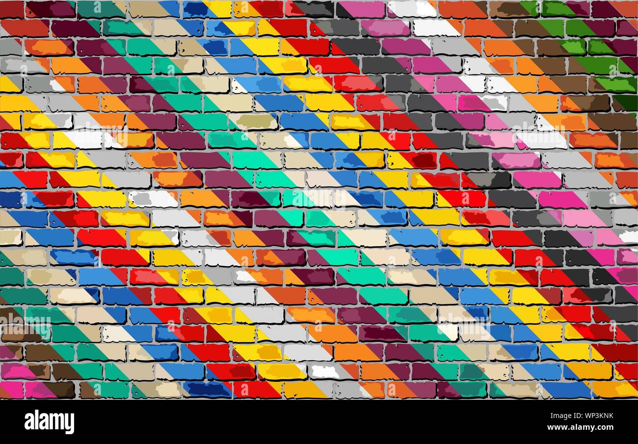 Multi color Brick Wall Background - Illustration, Brick texture ...