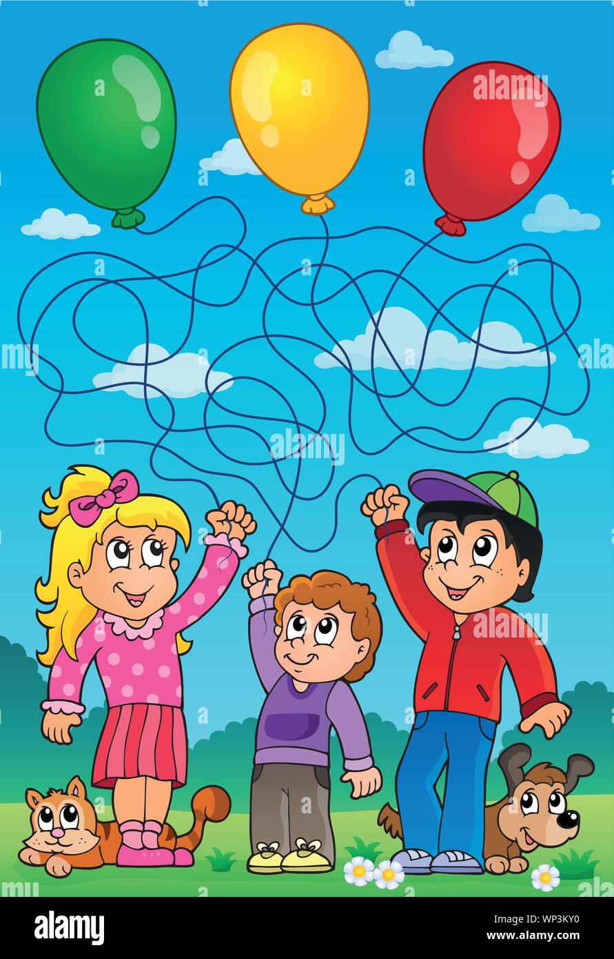 Maze 8 meadow with children Stock Vector Image & Art - Alamy