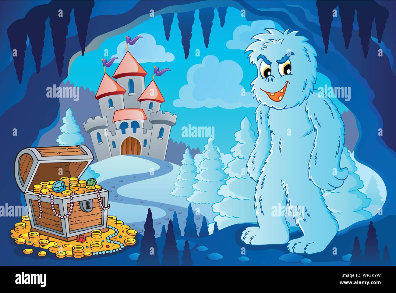 Winter cave with yeti Stock Vector Image & Art - Alamy