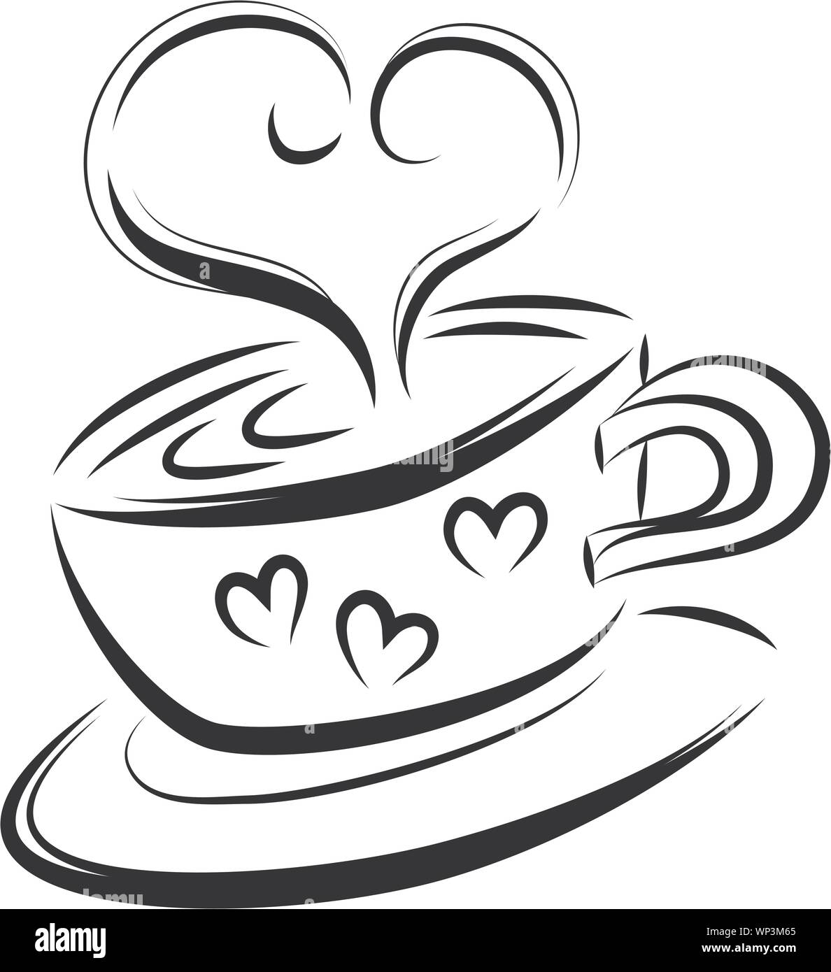 Steaming love cup coffee Stock Vector Images - Alamy