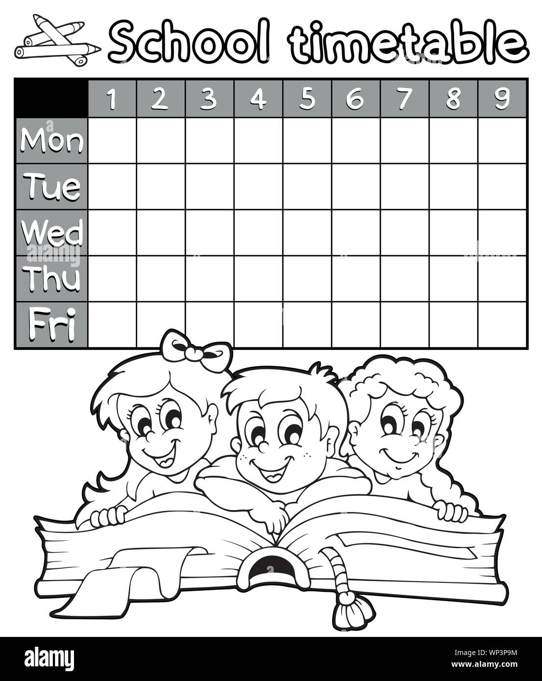 School time table children Cut Out Stock Images & Pictures - Alamy