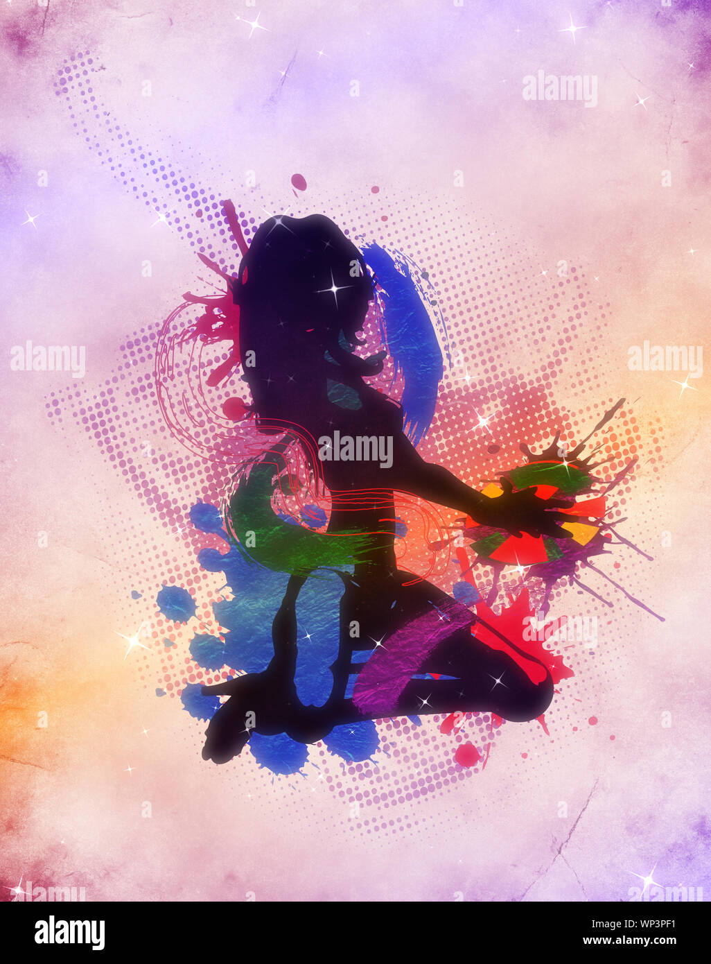 Grunge colorful illustration of a music DJ background Stock Photo - Alamy