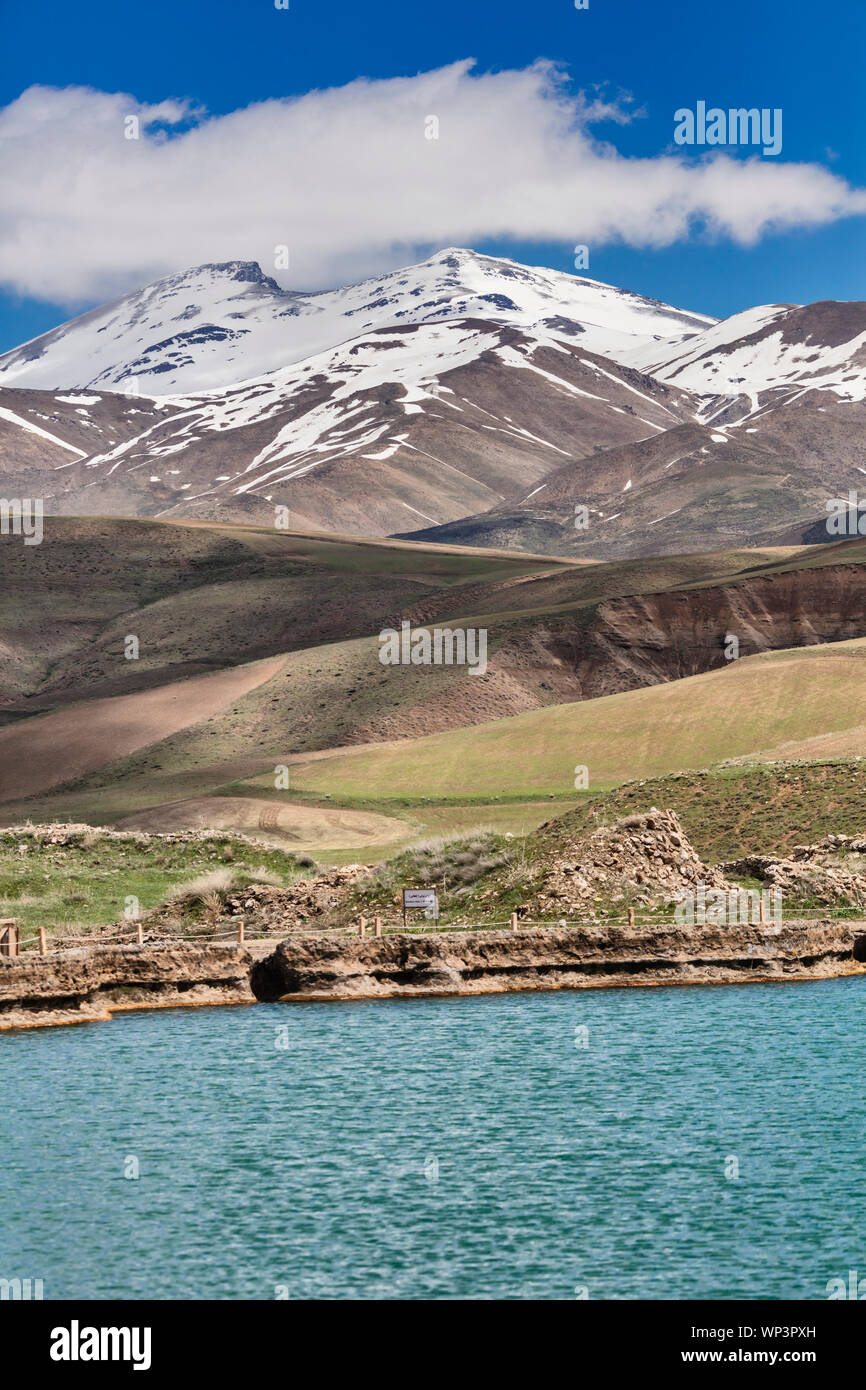 Crater lake, Takht-e Soleyman, archaeological site, West Azerbaijan ...
