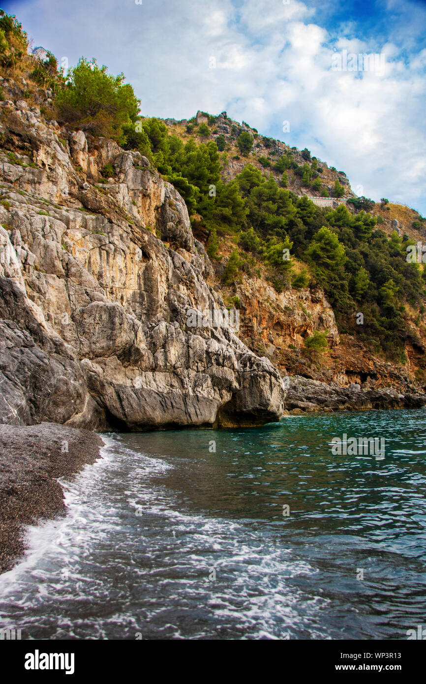 Scenic landscape of Maratea coast and beach, Basilicata region, Italy ...