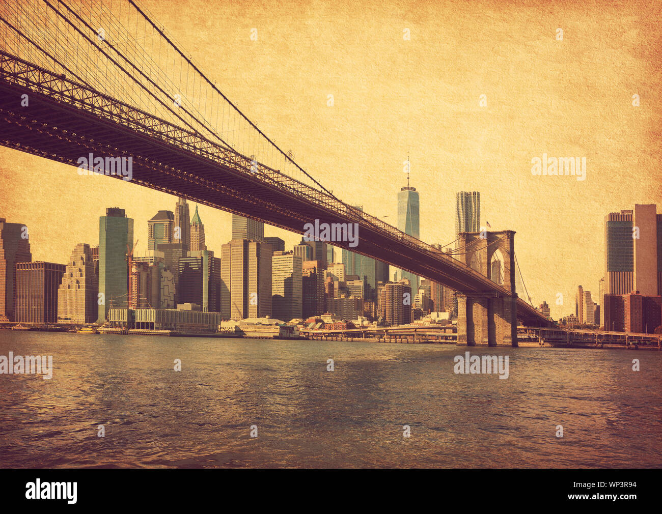 Brooklyn Bridge and Lower Manhattan in New York City, United States ...