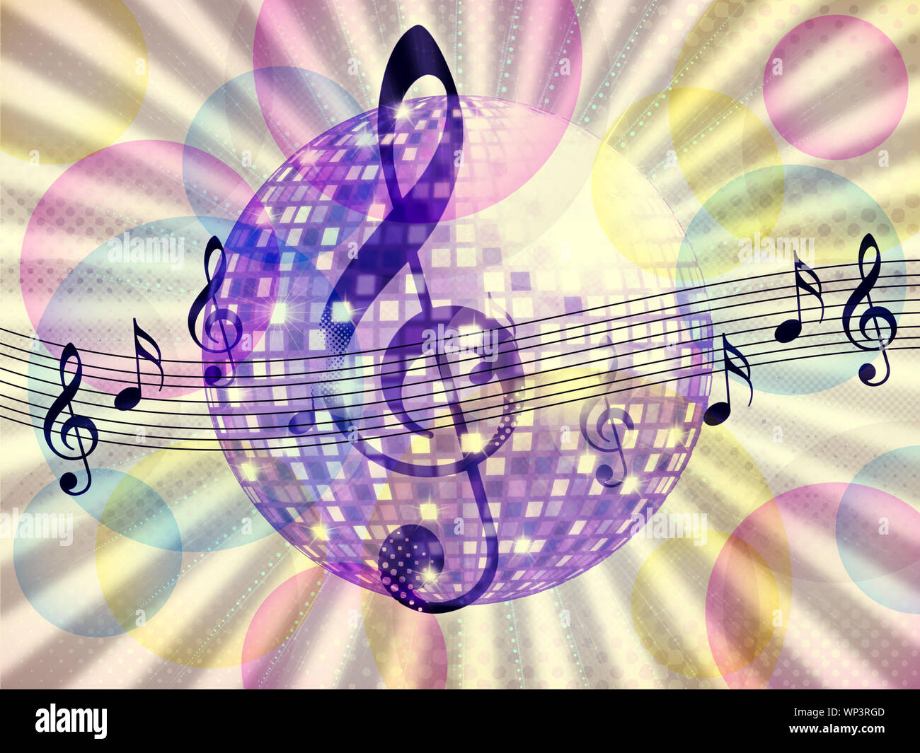 Illustration of abstract colorful funky musical background with disco ...