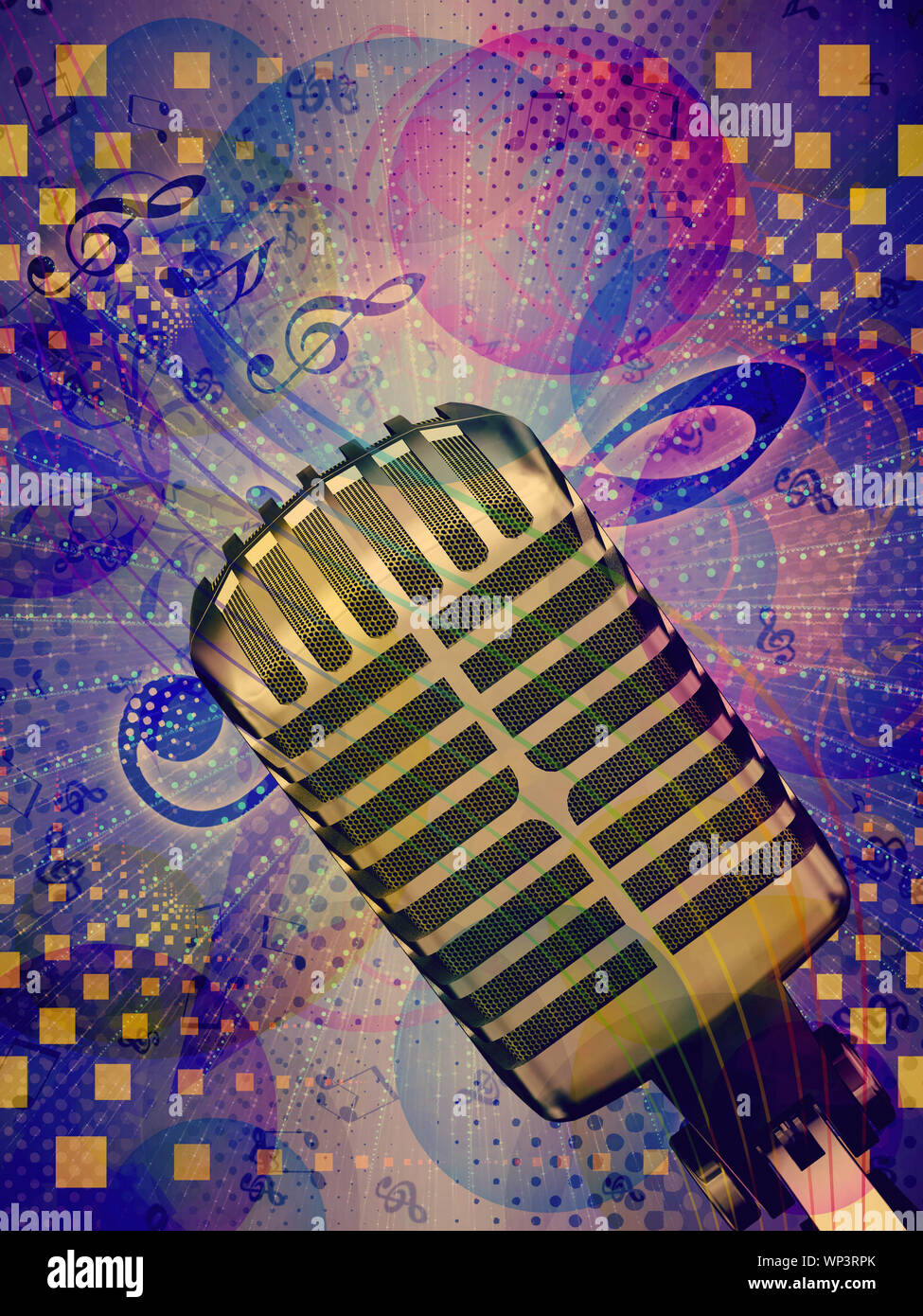 Illustration of abstract colorful funky musical background with retro ...