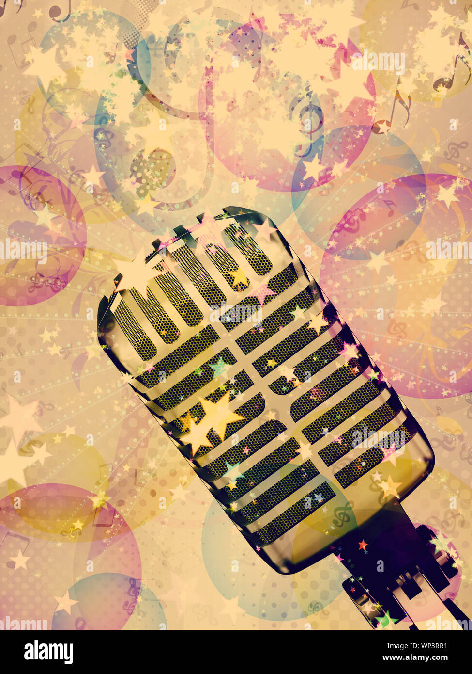 Illustration of abstract colorful funky musical background with retro ...