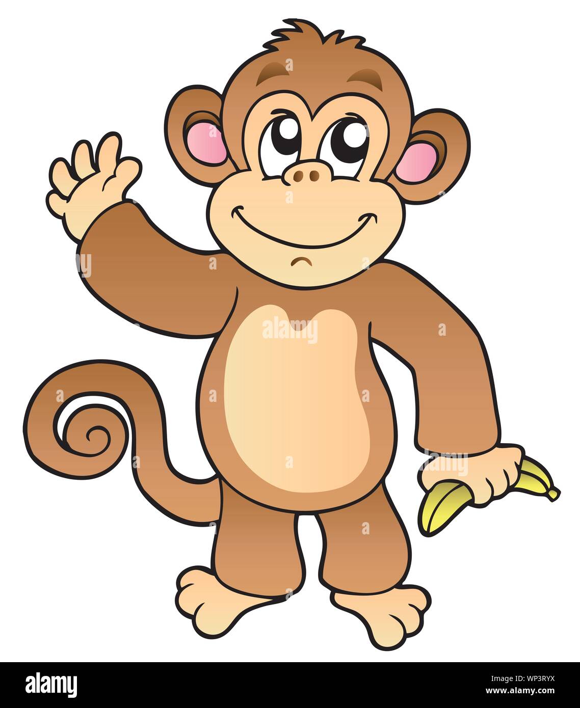 Cartoon waving monkey with banana Stock Vector Image & Art - Alamy