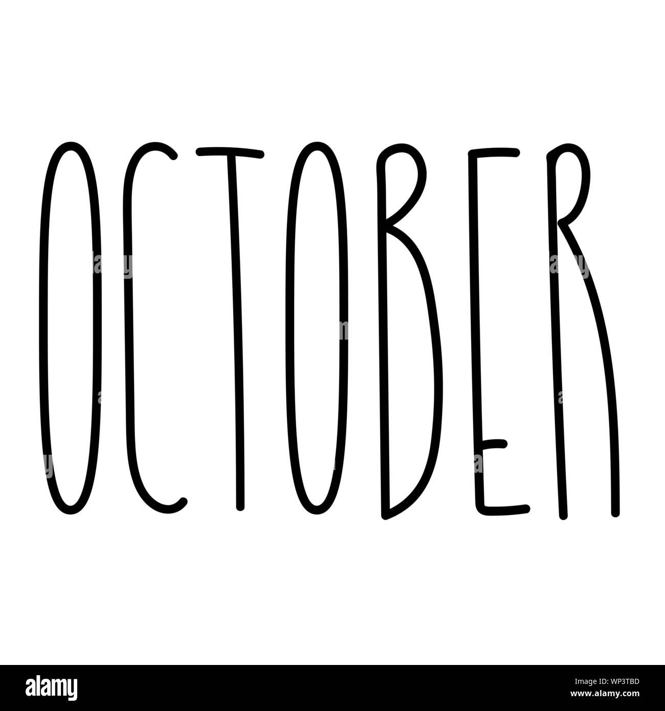 Seasonal calendar typography template text lettering month Stock Vector ...