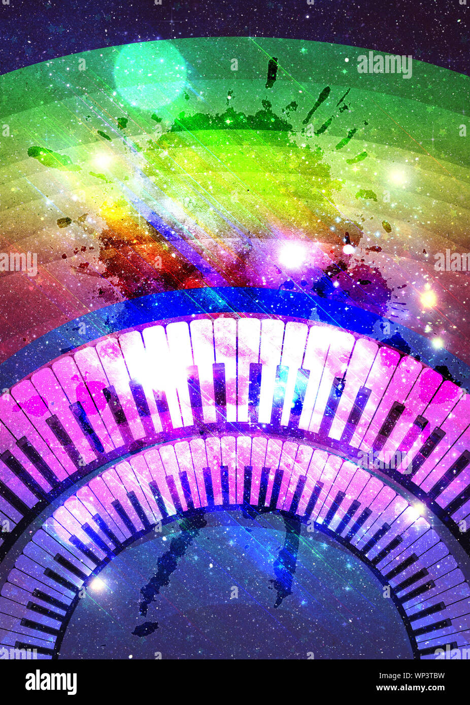 Colorful retro style music poster design background with hard paper ...