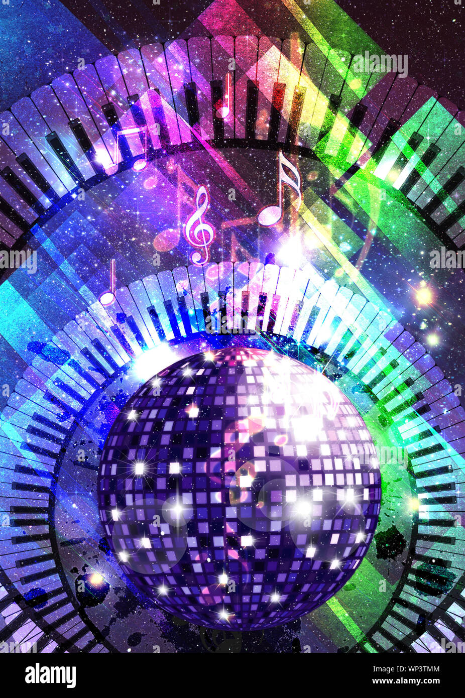 Colorful retro style music poster design background with hard paper ...