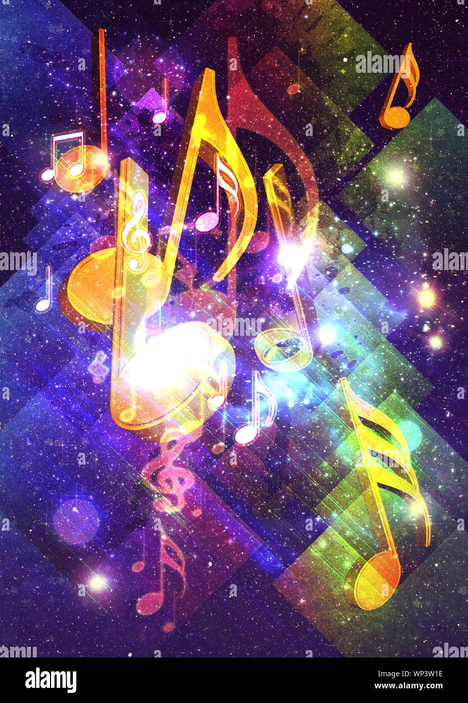 Colorful retro style music poster design background with hard paper ...