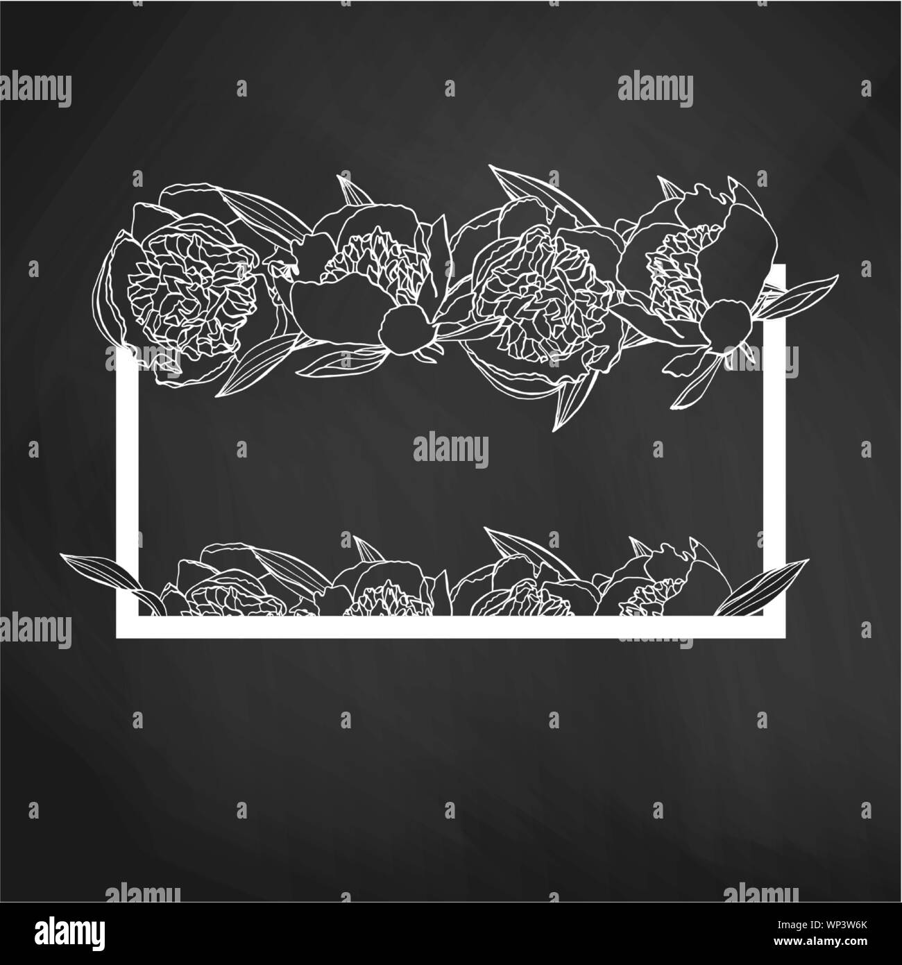 Hand drawn doodle style peony flower wreath. floral design element ...