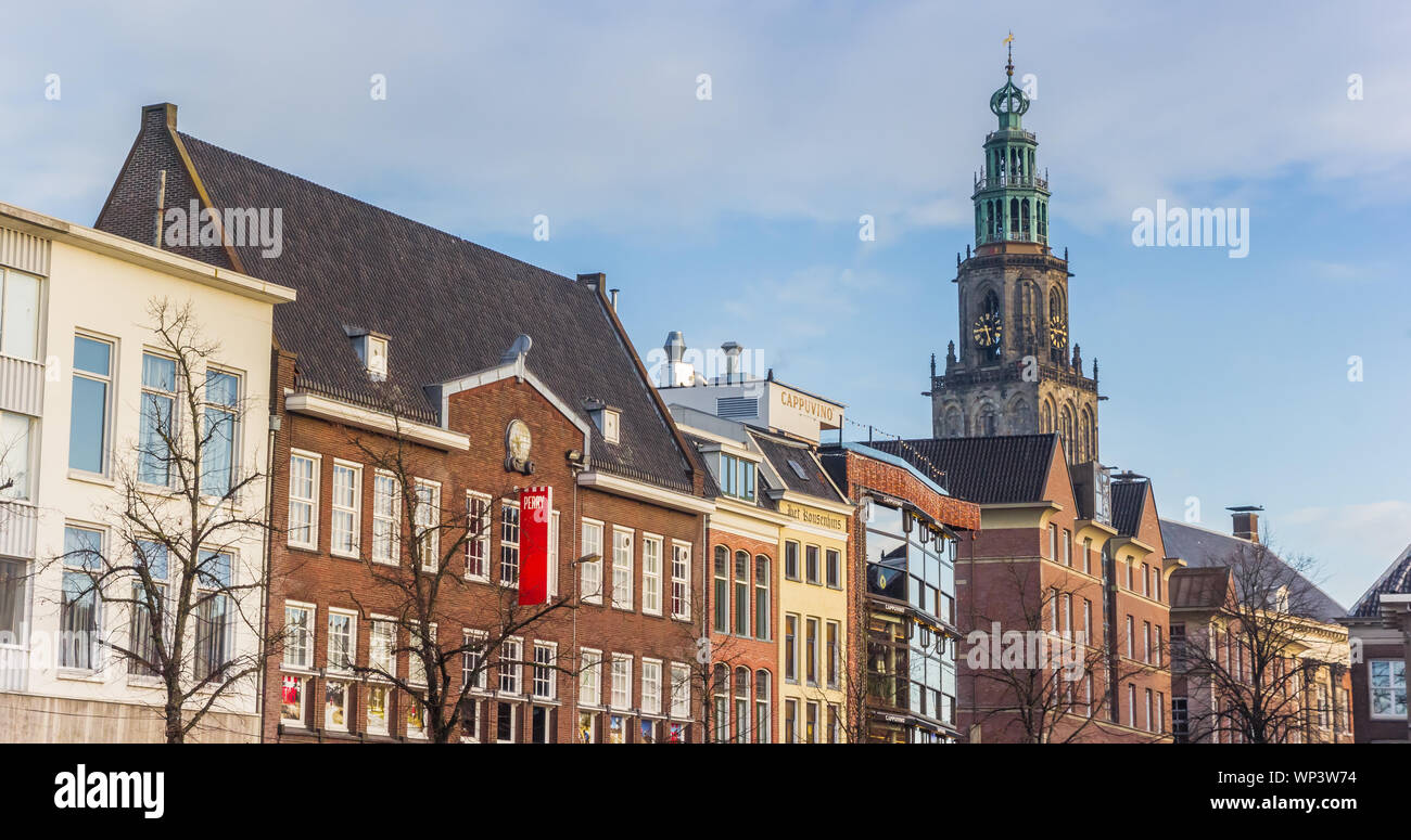 Panorama of historic buildings and the Martini church tower in ...
