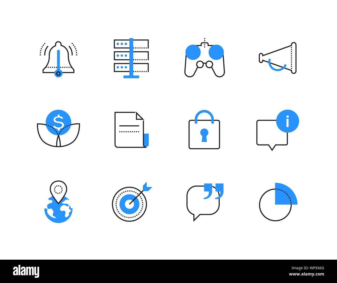 Advertising business and technology color icons set. Target marketing ...