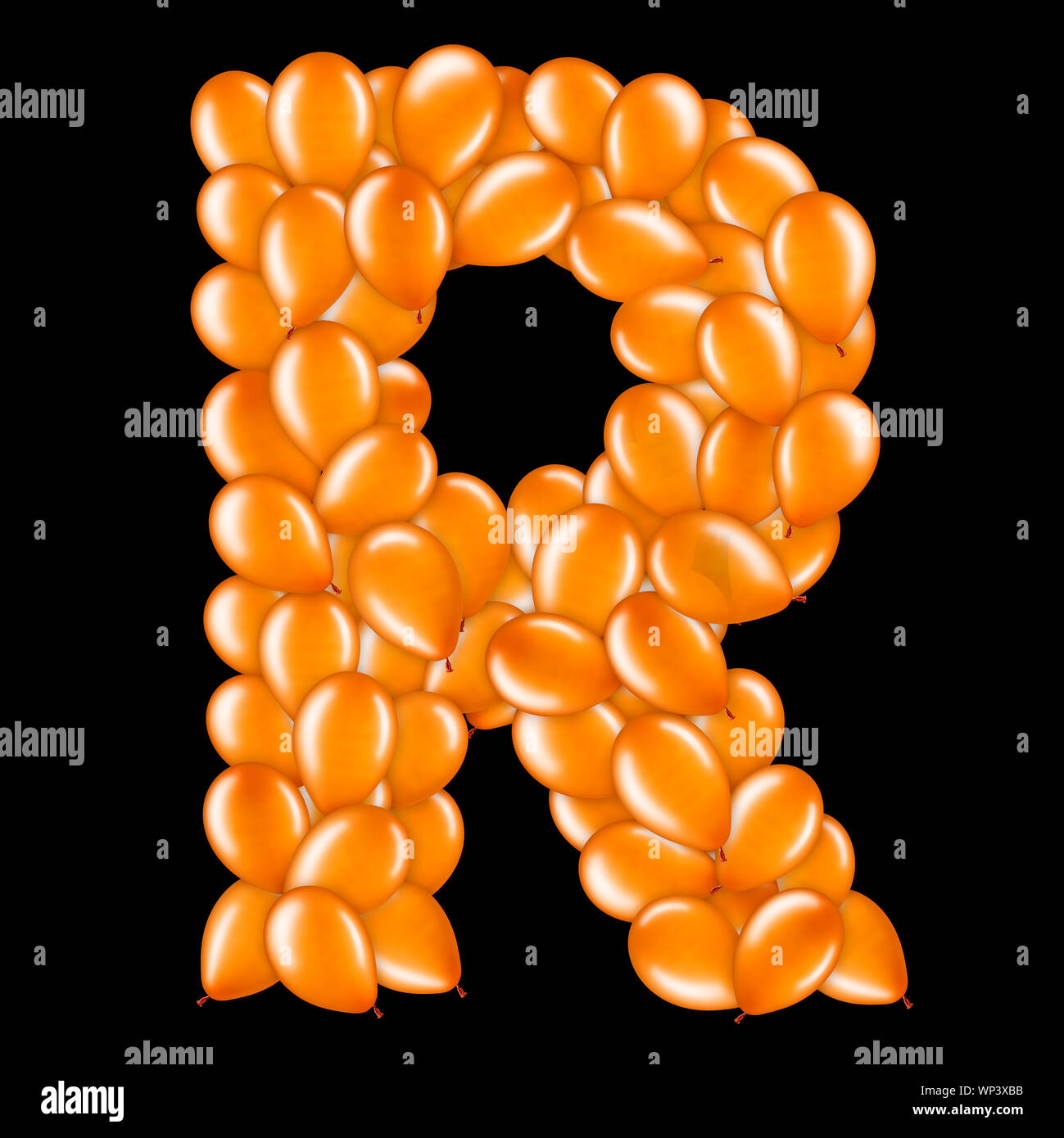 Orange letter R from helium balloons part of English alphabet Stock ...