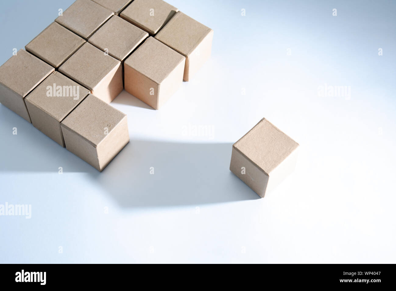 Set of cardboard cubes on white background with light and shadows Stock ...