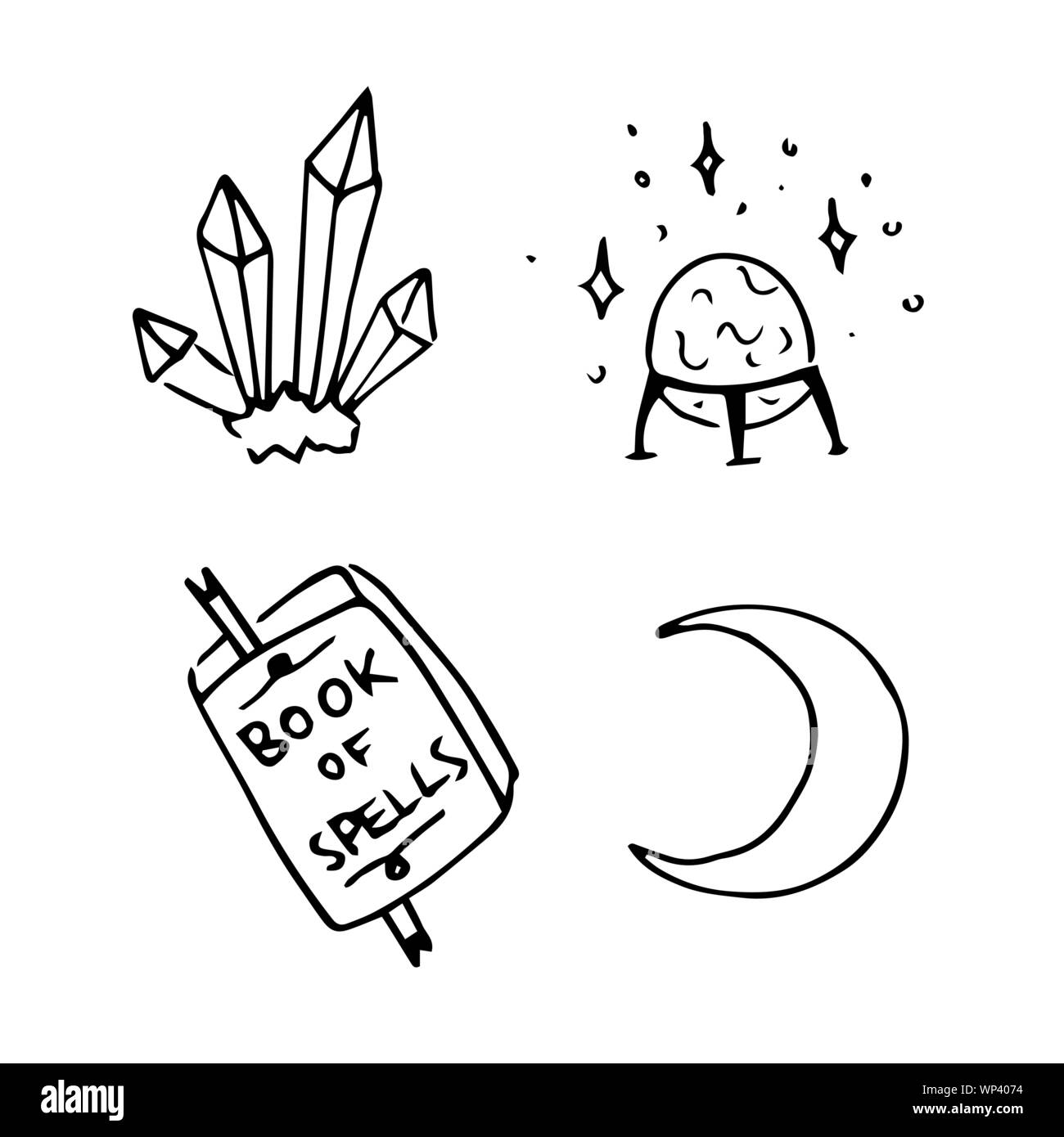 Halloween witchcraft magic sketch retro vintage doodle Stock Vector ...