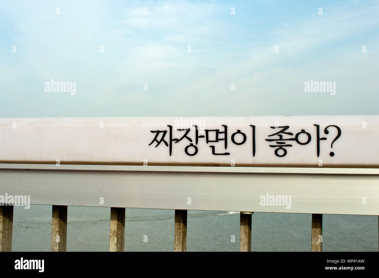 Mapo bridge in Seoul with word "Do you like Jjjajangmyeon (Chinese dish ...