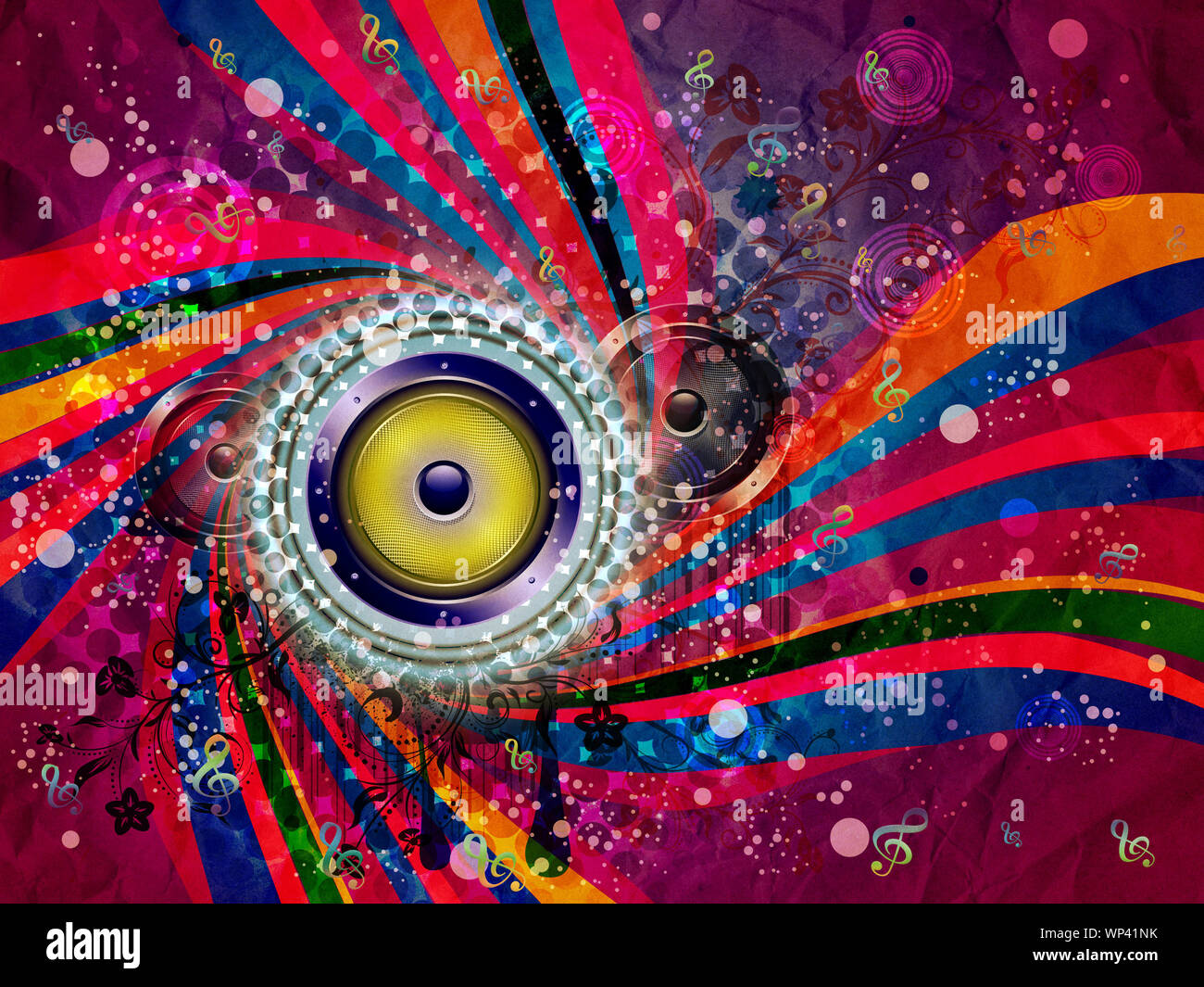 Decorative grunge poster with audio loud speaker, funky design Stock ...