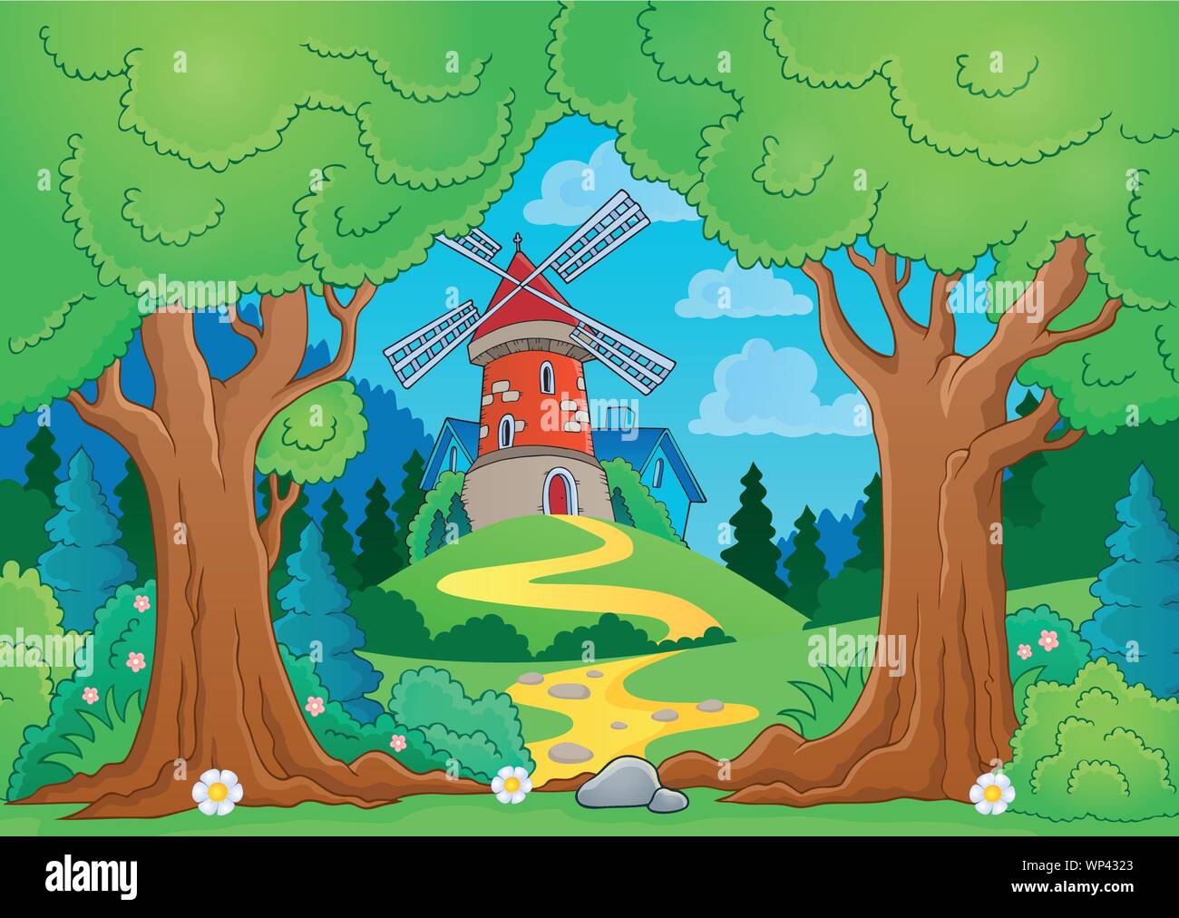 Farm windmill trees design Stock Vector Images - Alamy