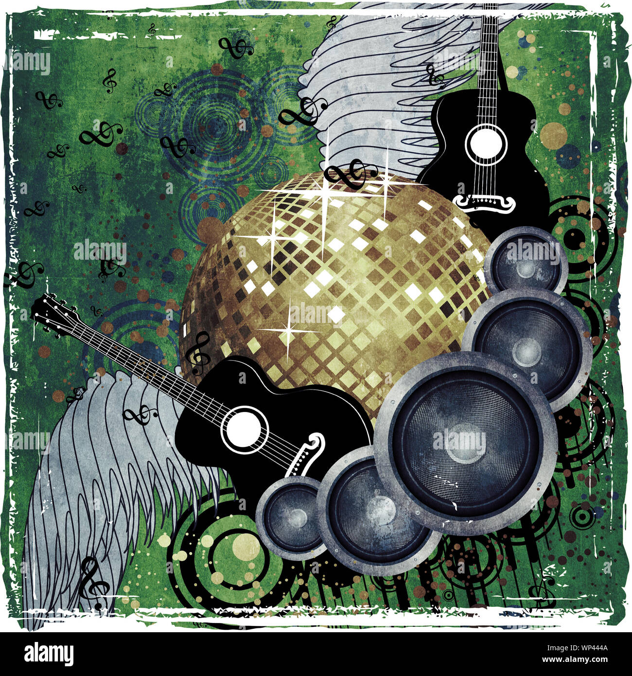 Grunge music background speaker wings hi-res stock photography and ...