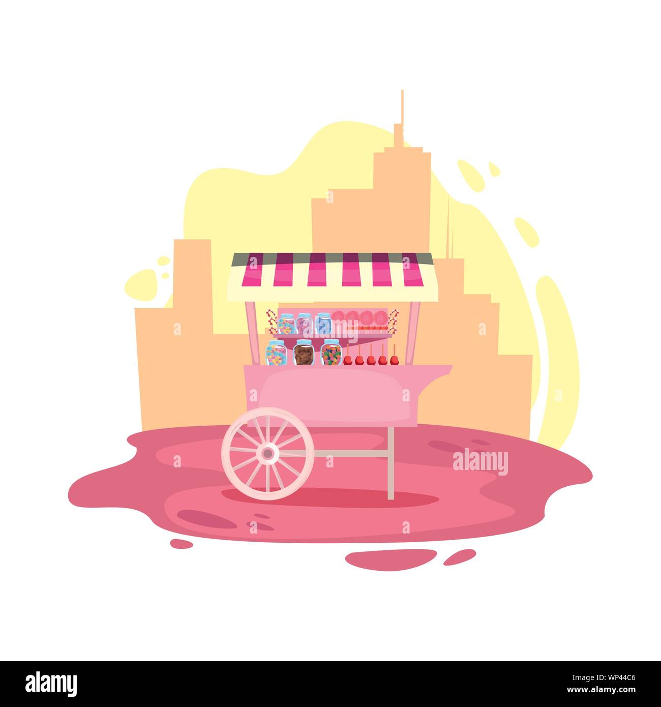 booth candy shop street market commerce flat design vector illustration ...