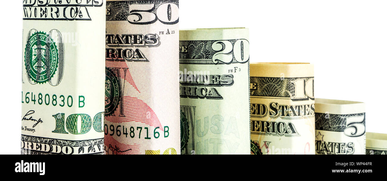 declining steps made of blocks of all american dollar denomination ...