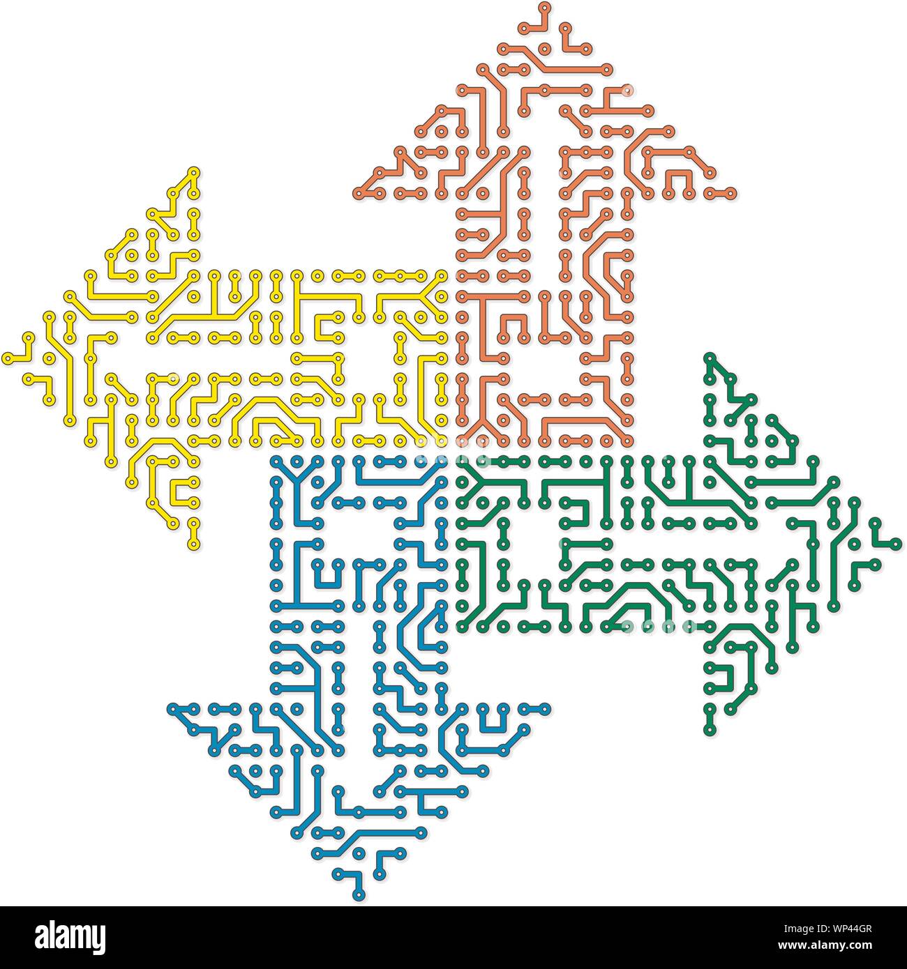 Color circuit computer arrows - vector Stock Vector Image & Art - Alamy
