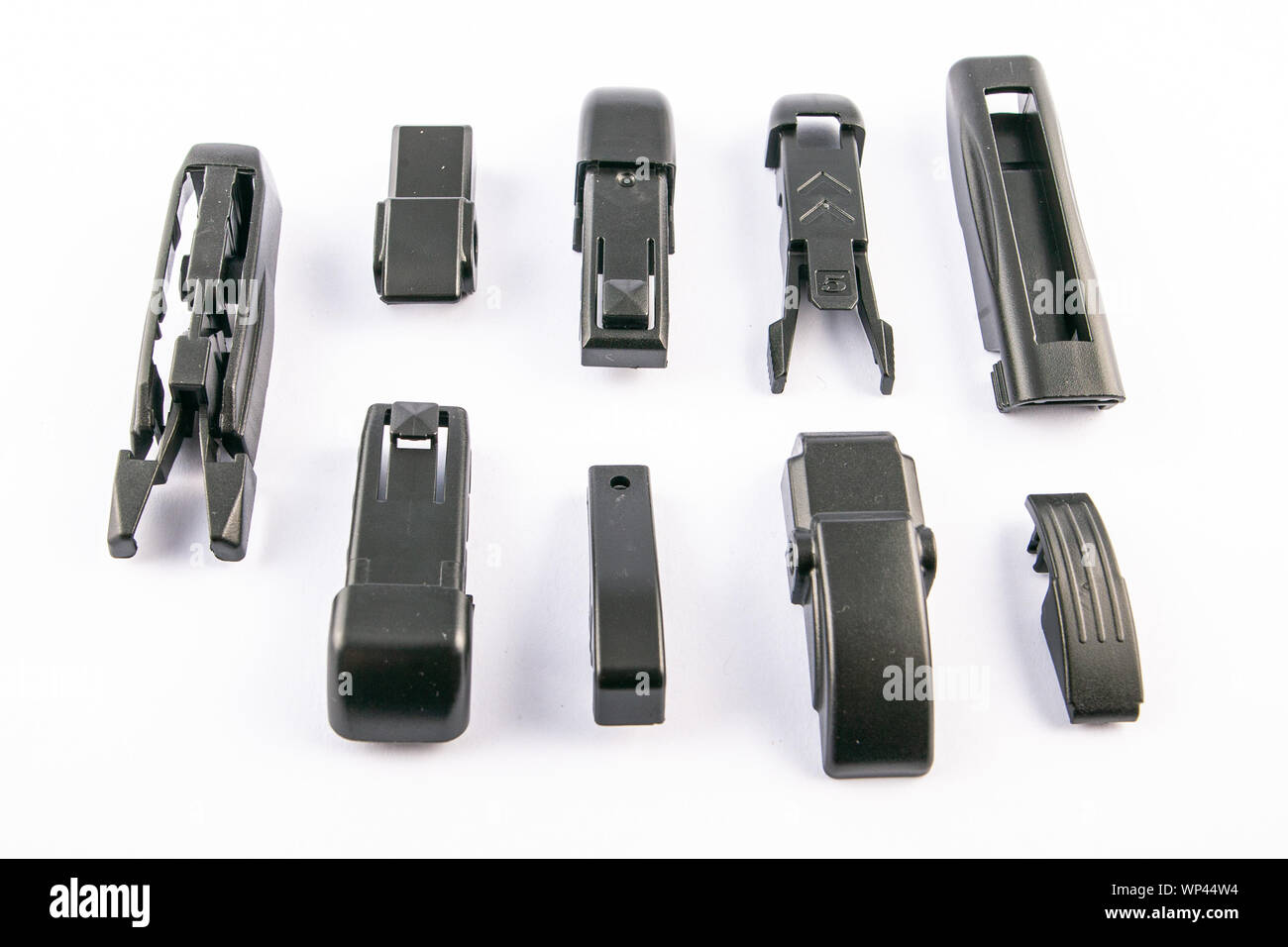 Wiper blade adapters on isolated white background Stock Photo - Alamy