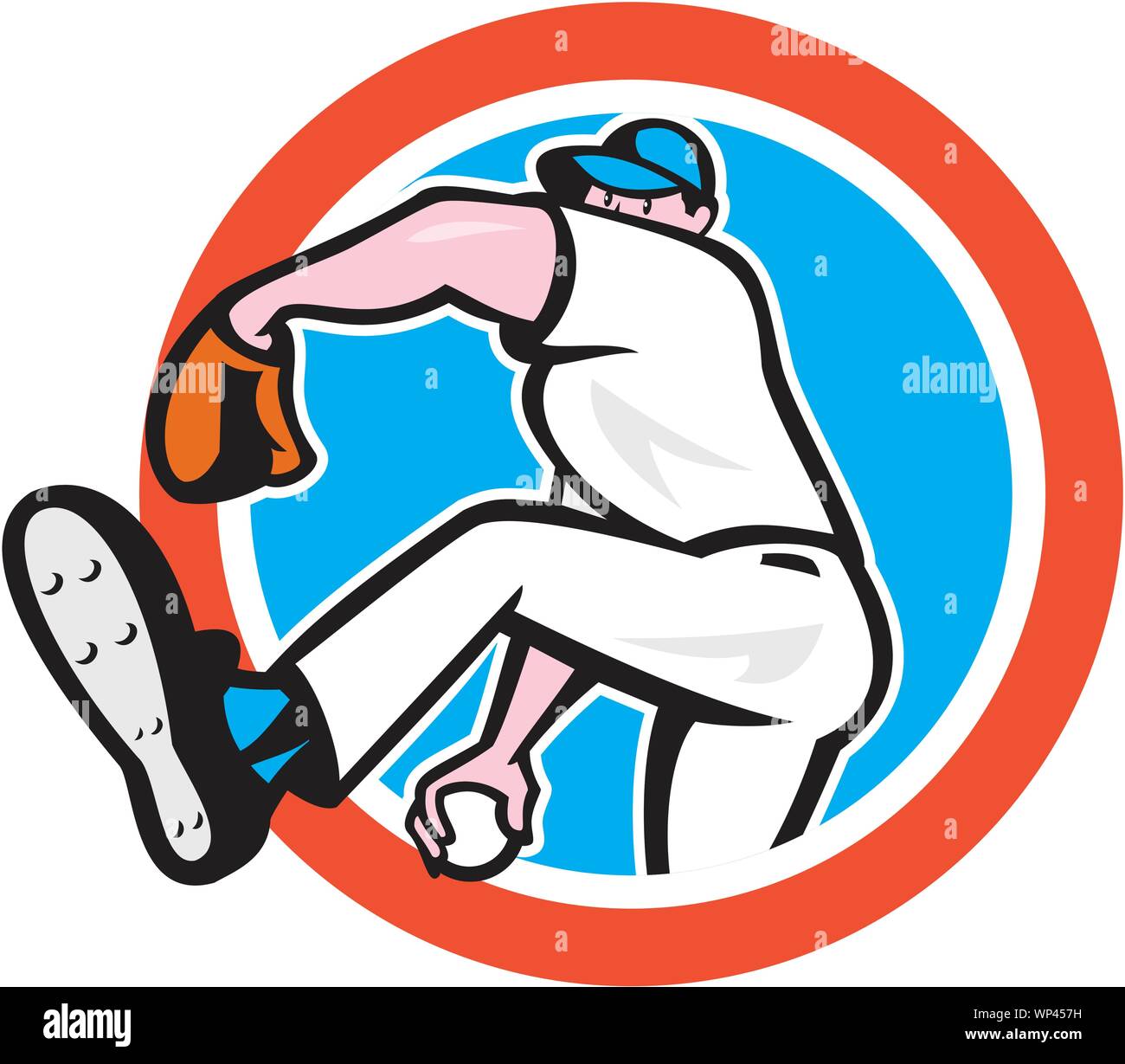 Baseball Pitcher Throwing Ball Circle Cartoon Stock Vector Image & Art ...
