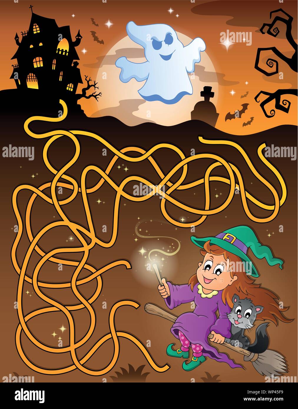 Maze 6 with Halloween theme Stock Vector Image & Art - Alamy