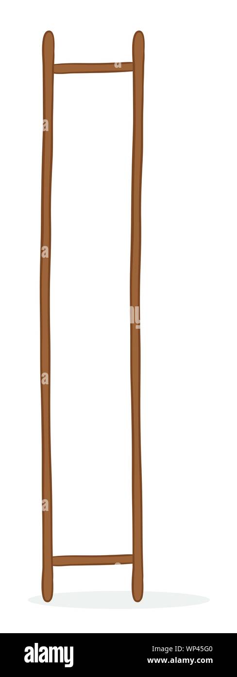 Vector illustration wooden ladder missing steps. Hand drawn. Colored ...