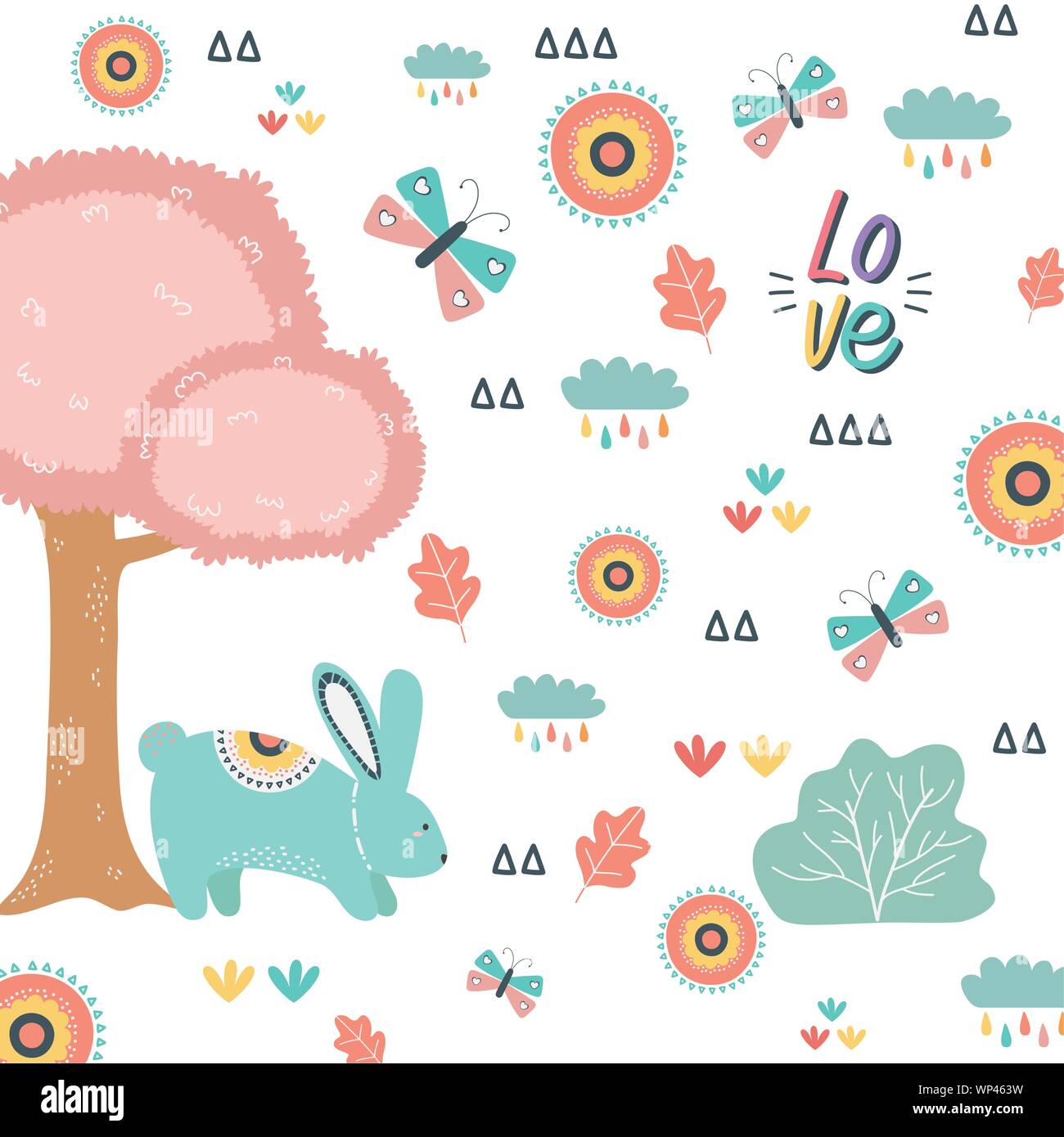 Rabbit cartoon and treedesign, Animal cute zoo life nature and fauna ...